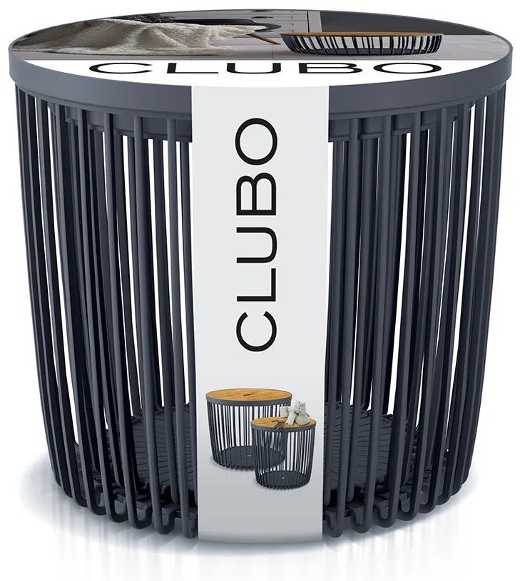 Set 2 univerzálních košů CLEON s bambusovými víky 25+35l antracit