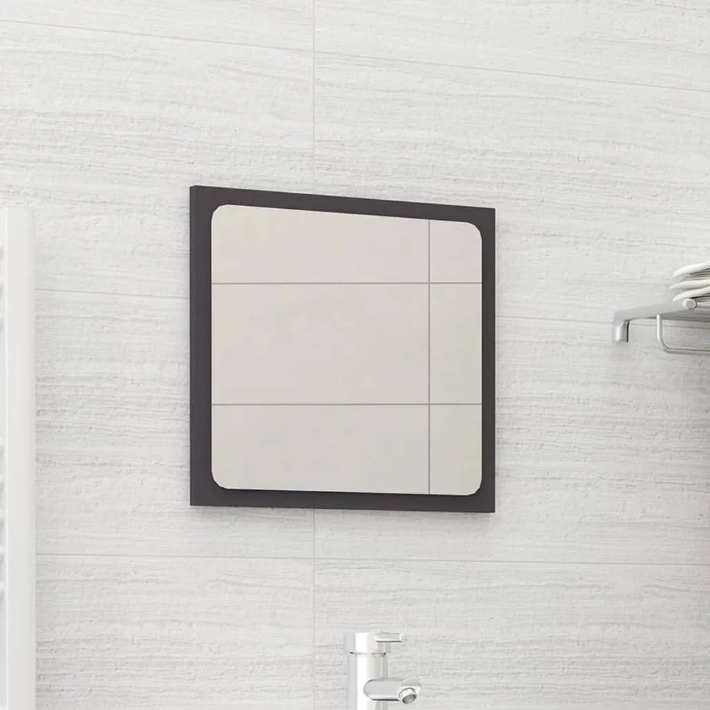 804600 vidaXL Koupelnové zrcadlo šedé 40 x 1,5 x 37 cm dřevotříska