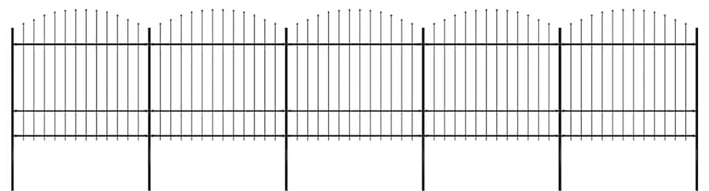 Zahradní plot s kopím nahoře ocelový 838 x 175 cm černý 277743