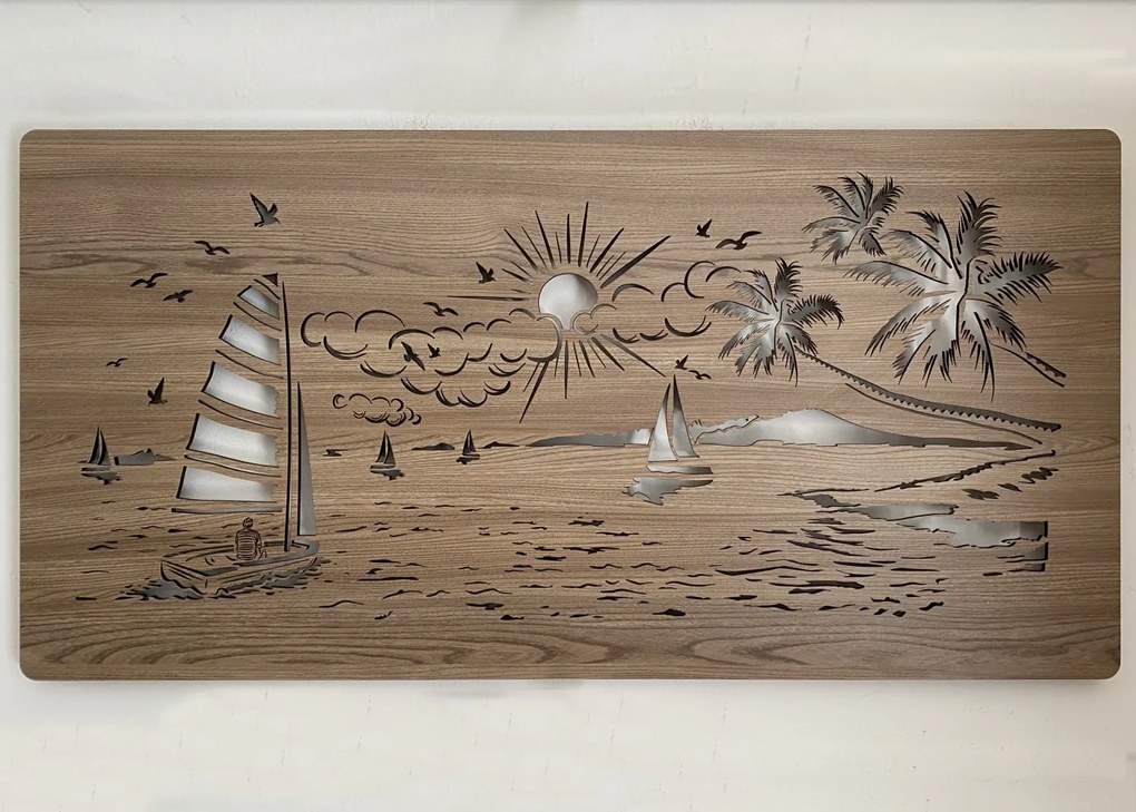 Li-Go "Moře" světelný obraz 230V 120x60cm provedení povrchu: ořech