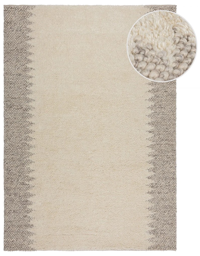 Flair Rugs, Ručně tkaný kusový koberec Minerals Border Natural, 160x230, béžová, chodba / předsíň