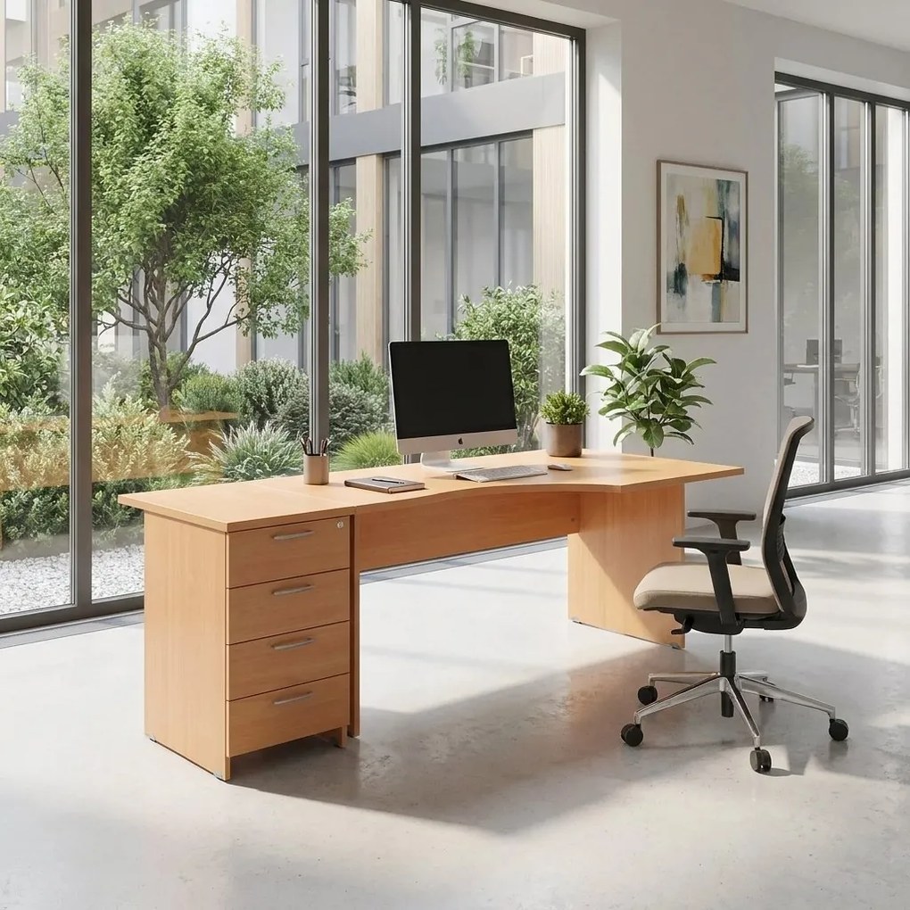 Ergonomický stůl Visio 140 x 100 cm, pravý, buk