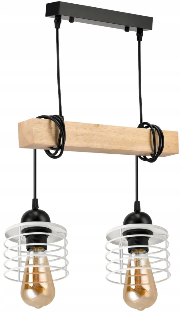 BERGE Závěsné stropní svítidlo LED dřevěný trám 2xE27 Lustr Spring White