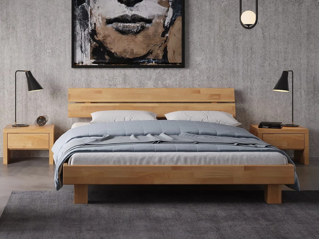Vysoká postel z bukového dřeva 140x200 cm Getafe