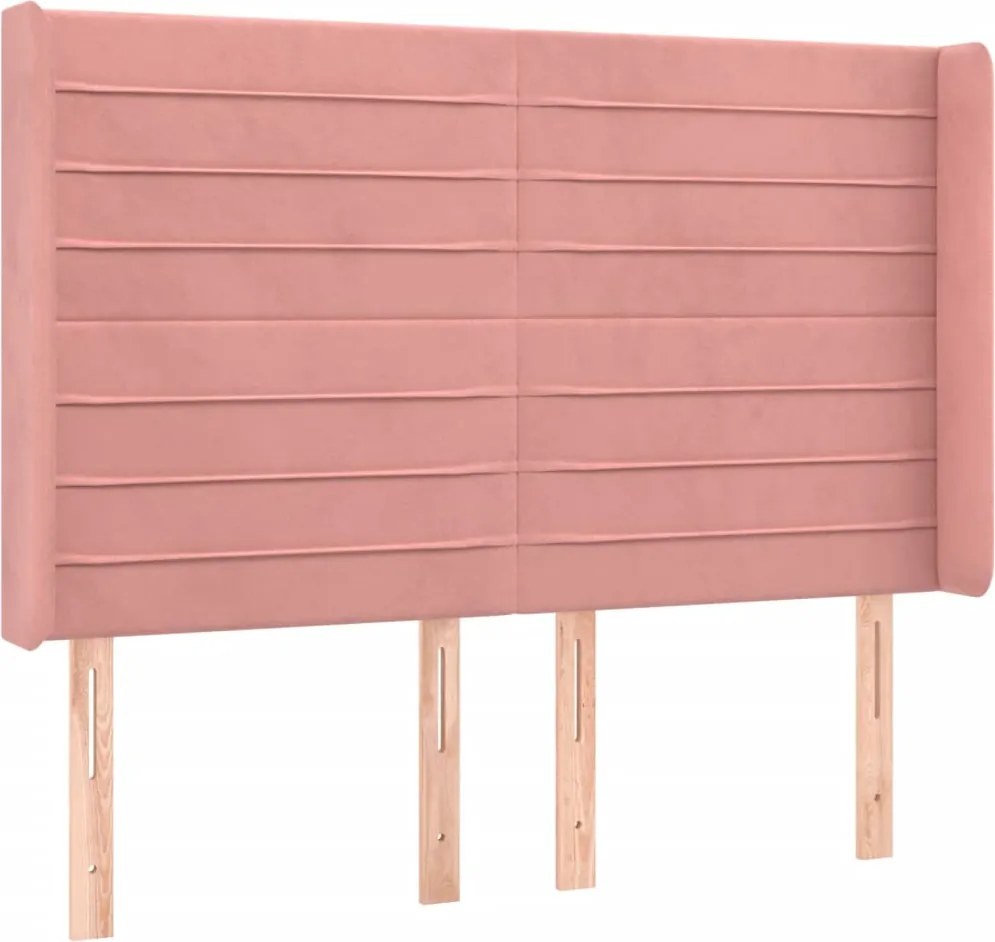 Box spring postel s matrací a LED růžová 140x200 cm samet 3139630