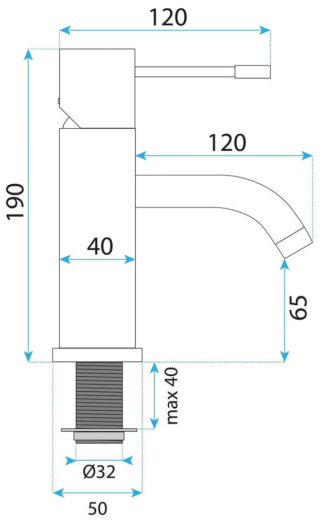 Umyvadlová baterie Rea LUNGO Diamond nízká, chrome