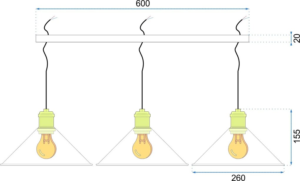 Toolight Porto, závěsné stropní svítidlo 3xE27 APP017-3CP, černá-zlatá, OSW-00206