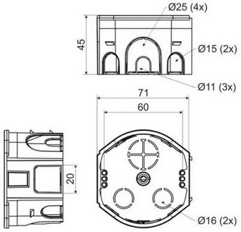 Elektroinstalační krabice KOPOS KU 68-45/V KA univerzální s víčkem