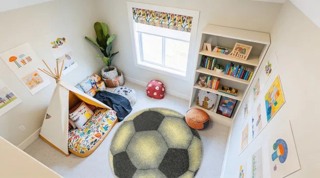 Koberec Lima G758A Football, grafitový / žlutý kruh