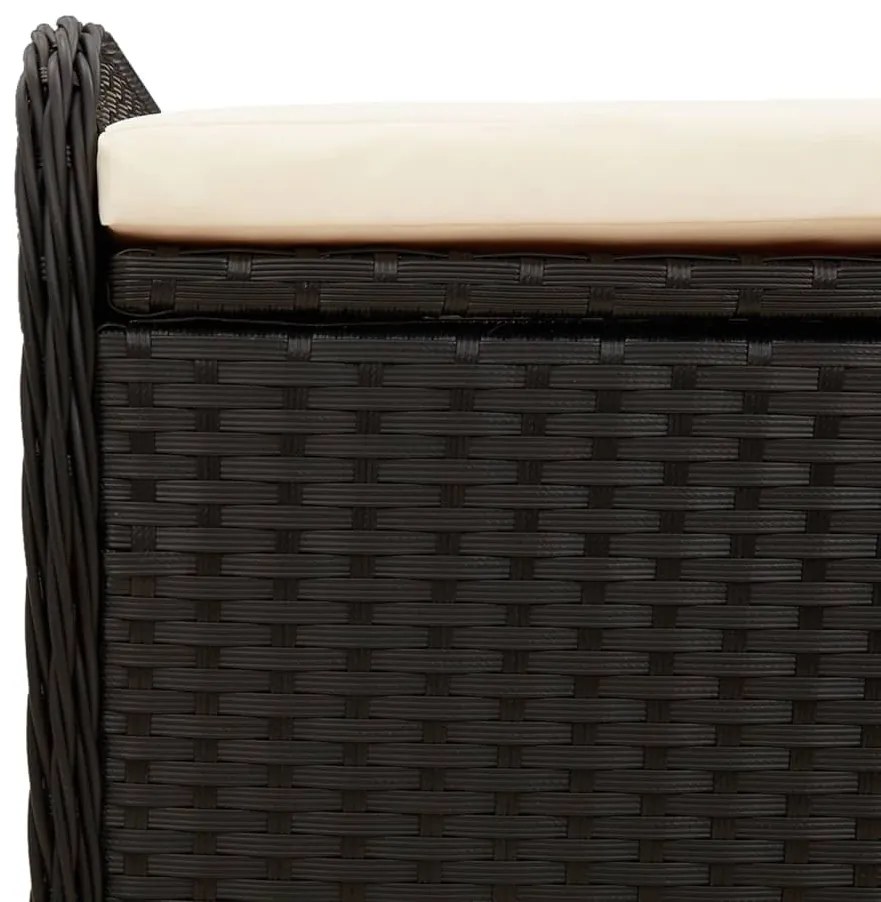 Úložná lavice s poduškou černá 80 x 51 x 52 cm polyratan