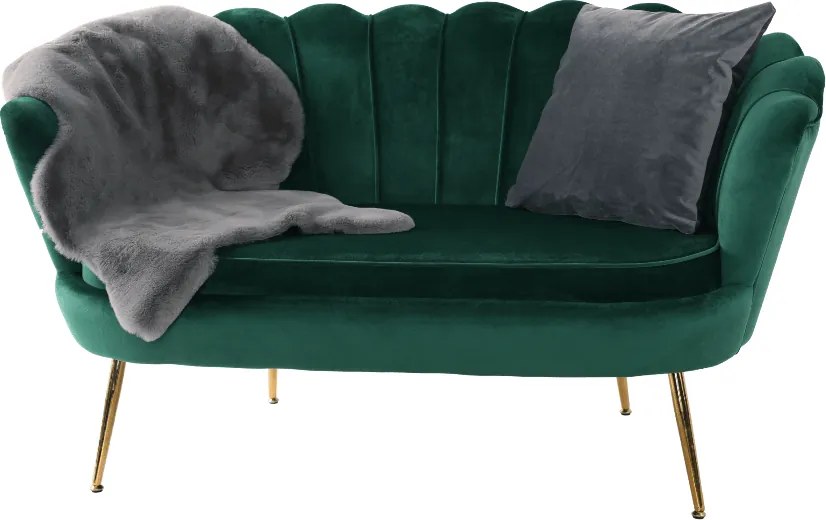 Lavice ve stylu Art-deco, smaragdová Velvet látka / gold chrom-zlatý, NOBLIN