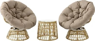 Outsunny bistro set balkonový set terasový set, odolný vůči počasí, odnímatelné polštáře, 85 cm x 70 cm x 82 cm, přírodní + světle hnědá