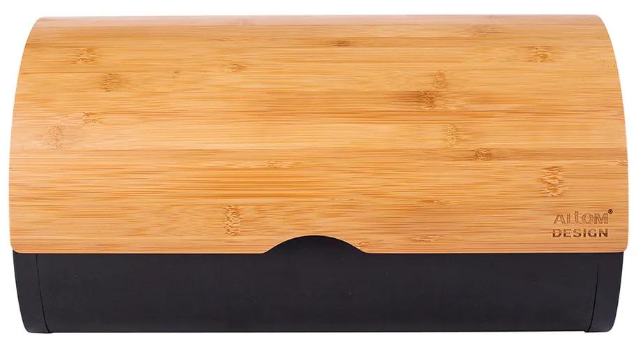 Altom Chlebník s bambusovým víkem 37,7 x 24,3 x 20,4 cm, černá