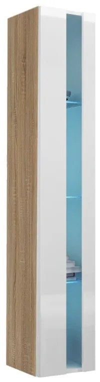 Vitrína Zigo New 180, Osvětlení: osvětlení LED RGB - barevné, Barva: bílá / bílá lesk
