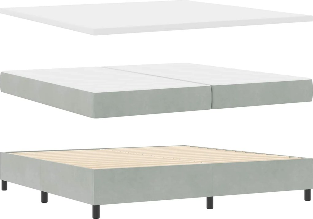 Postel s boxspringem s čelo Světle šedá 200 x 200 cm samet 3339854