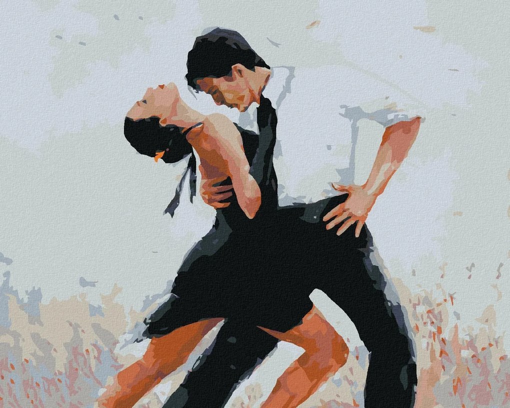 zuty zuty - malování podle čísel - tanečníci tančící tango, 80x100 cm, plátno