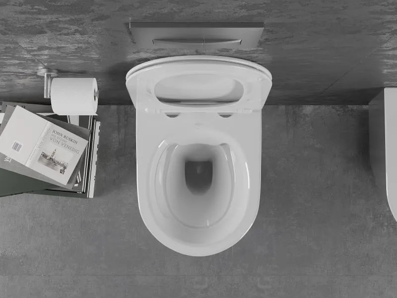 Mexen Lena wc mísa bezokrajová s pomalu spouštěným slim sedátkem, duroplast, bílá/stříbrná - 30224004