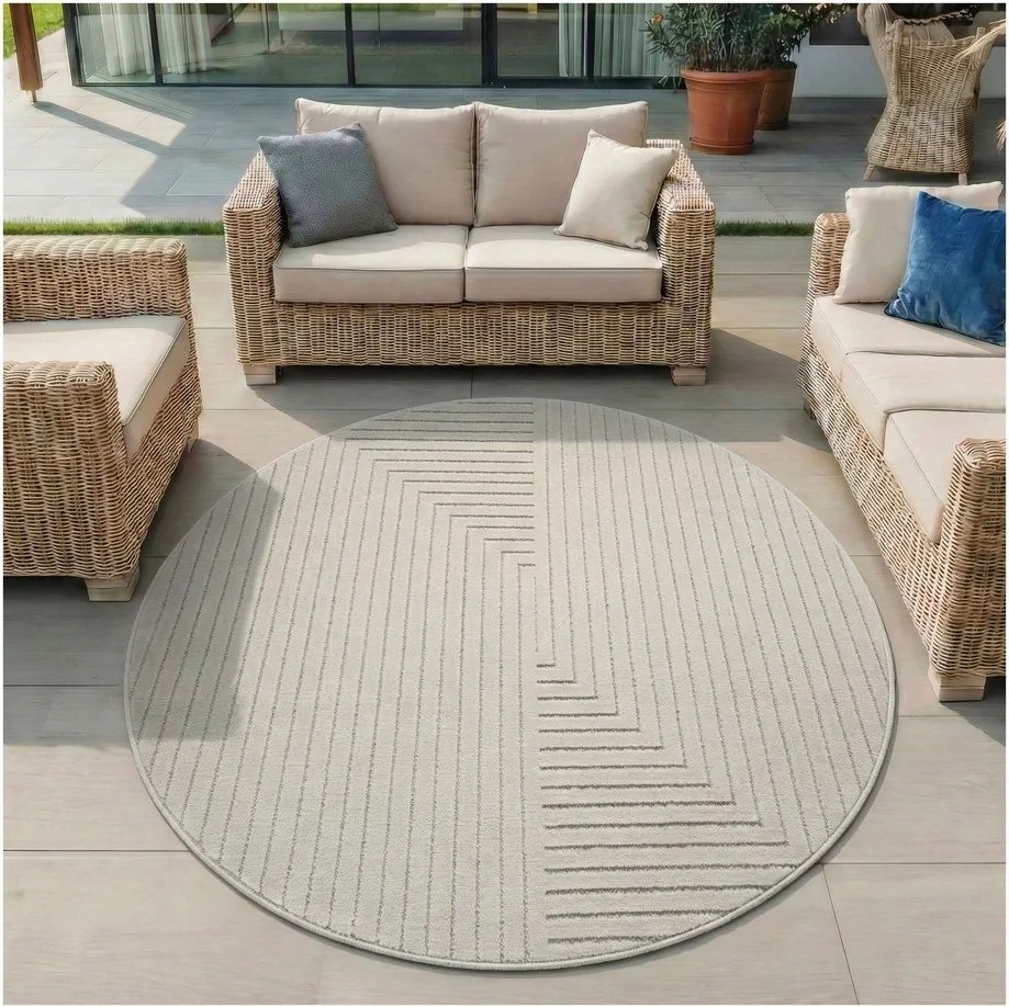 Krémový kulatý vnitřní a venkovní koberec ø 80 cm Nova 1202 – Ayyildiz Carpets