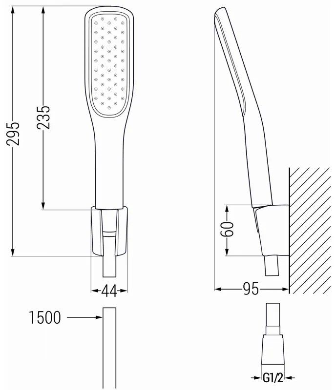 Mexen příslušenství - 1-bodový ruční sprchový set R-49, černá/zlatá,785495052-75