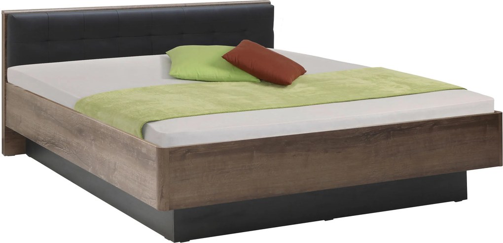 XXXLutz POSTEL, 180/200 cm, černá, barvy dubu Carryhome - Manželské postele - 000687019002