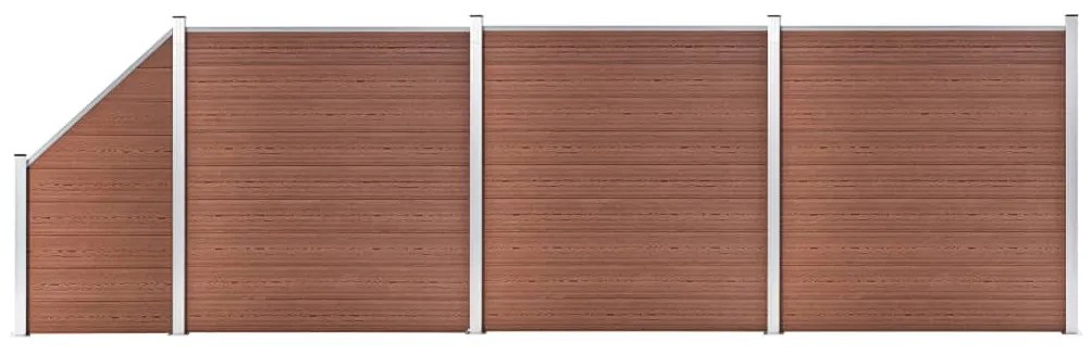 Plotová sada WPC 3 čtvercové + 1 šikmý díl 619 x 186 cm hnědá 3053217