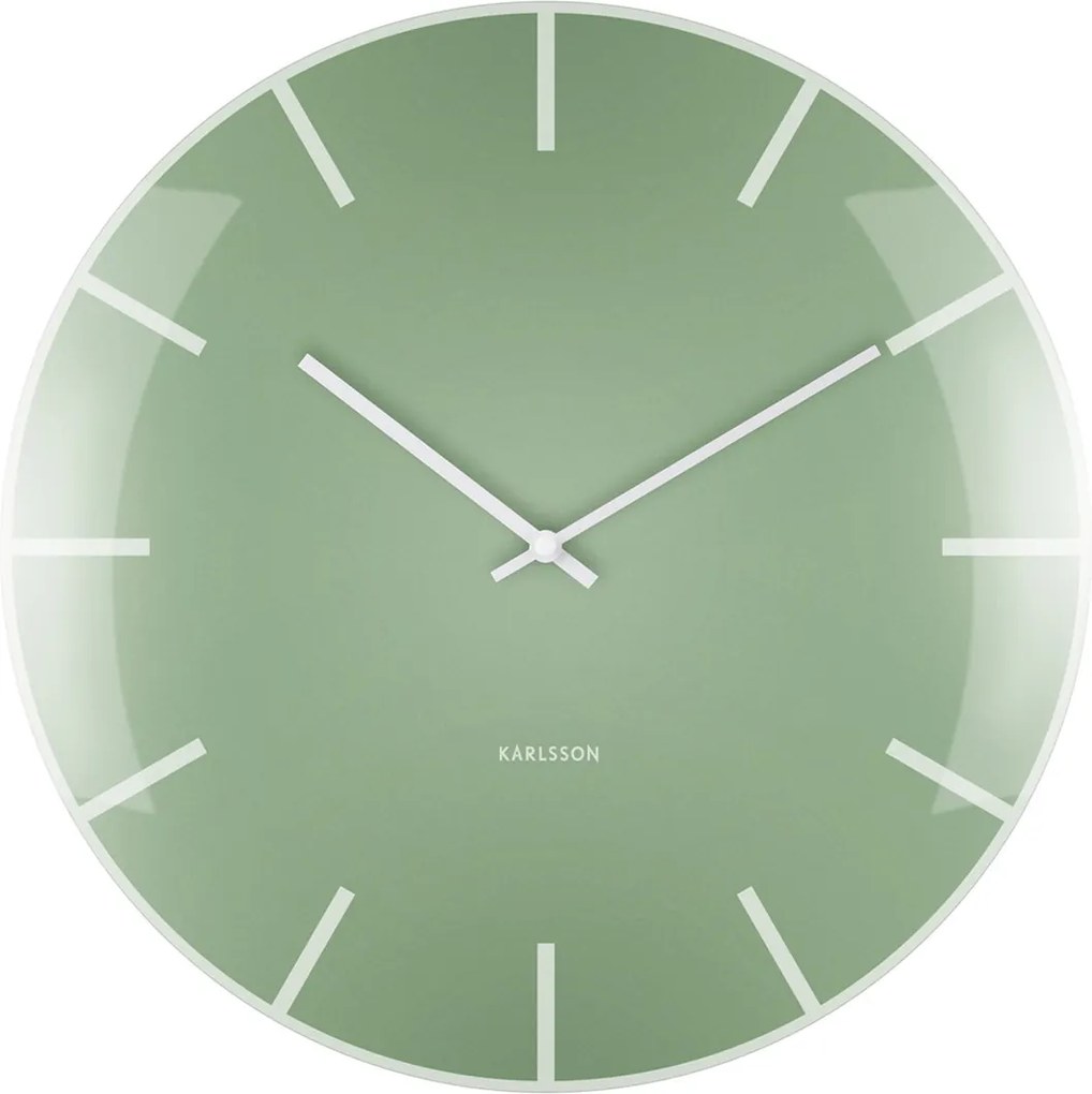KARLSSON Nástěnné hodiny Glass Dome zelené