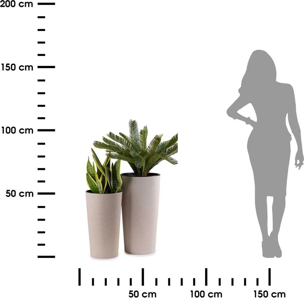 PLASTOVÝ KVĚTINÁČ URBANIKA ECO SADA 2KS 57X30 CM+46,6X25,5 CM BÉŽOVÁ