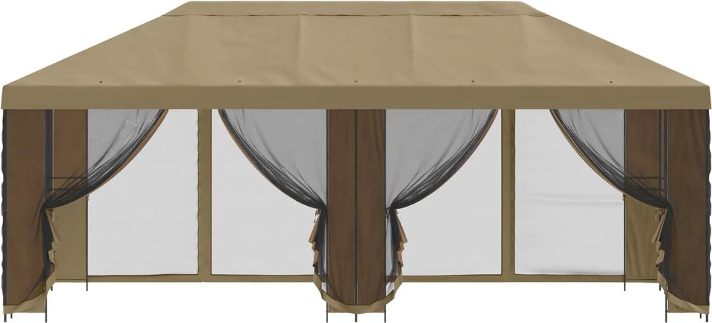 Zahradní altán se stěnami 6 x 3 m Béžová Polyester a ocel 3376019