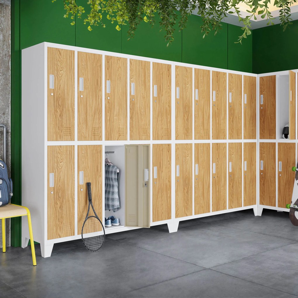 Šatní skříň 10-dveřová, bílá/zlatý dub, 1360x1720x450 mm: BARTEK Eco Design