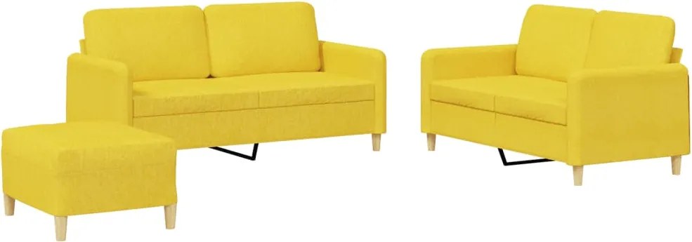 3dílná sedací souprava s poduškami světle žlutá textil 3202099