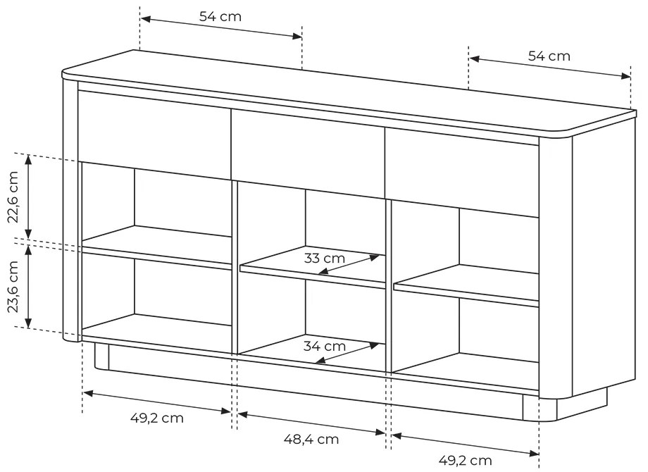 TORRO d | komoda 163 3D3S | 163 cm | dub cremona/černá