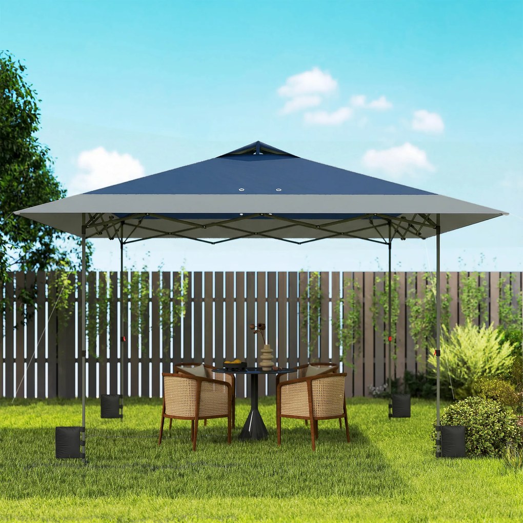 Pavilon cca 4x4m Voděodolný Stabilní Zimovzdorný Pop-up skládací pavilon s funkcí zavírání v jednom kroku UV 50+