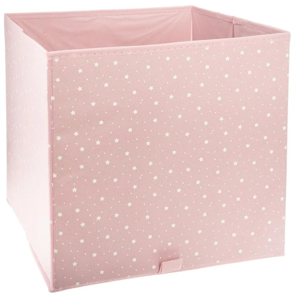 Atmosphera for Kids Úložný box na hračky růžový s hvězdičkami 29x29x29 cm