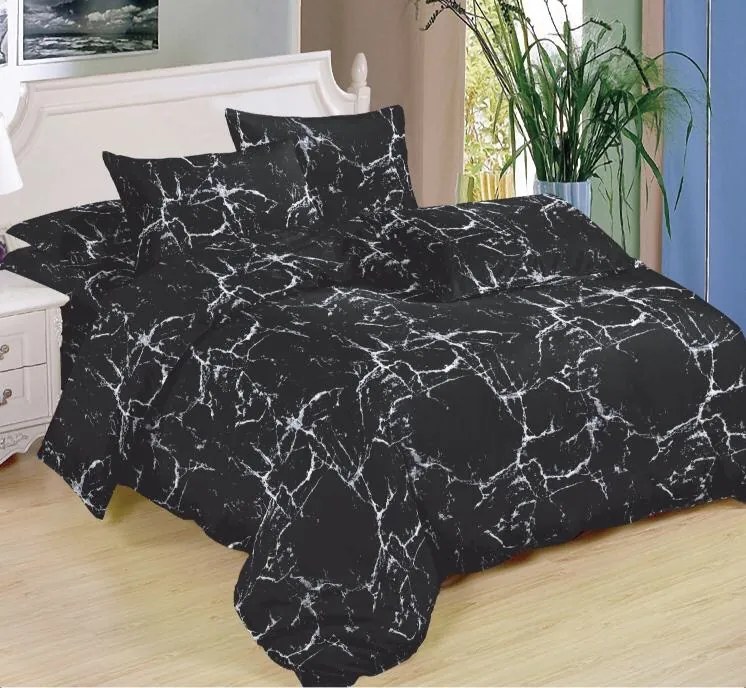 Bavlissimo 7-dílné povlečení abstrakce bavlna/mikrovlákno černá 140x200 cm na dvě postele