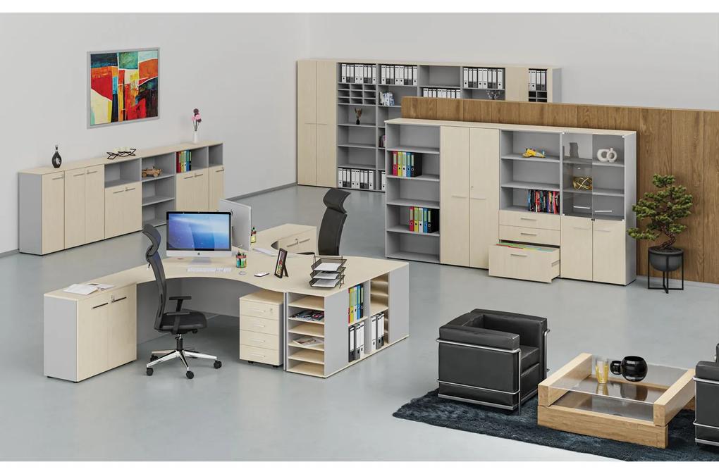 Kancelářský psací stůl rovný PRIMO GRAY, 1800 x 800 mm, šedá/bříza