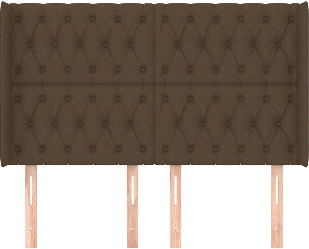 Čelo postele typu ušák tmavě hnědé 147x16x118/128 cm textil 3119917