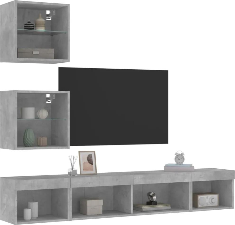 vidaXL 5dílná obývací stěna s LED kompozitní dřevo [3216700] Barva: hnědý dub