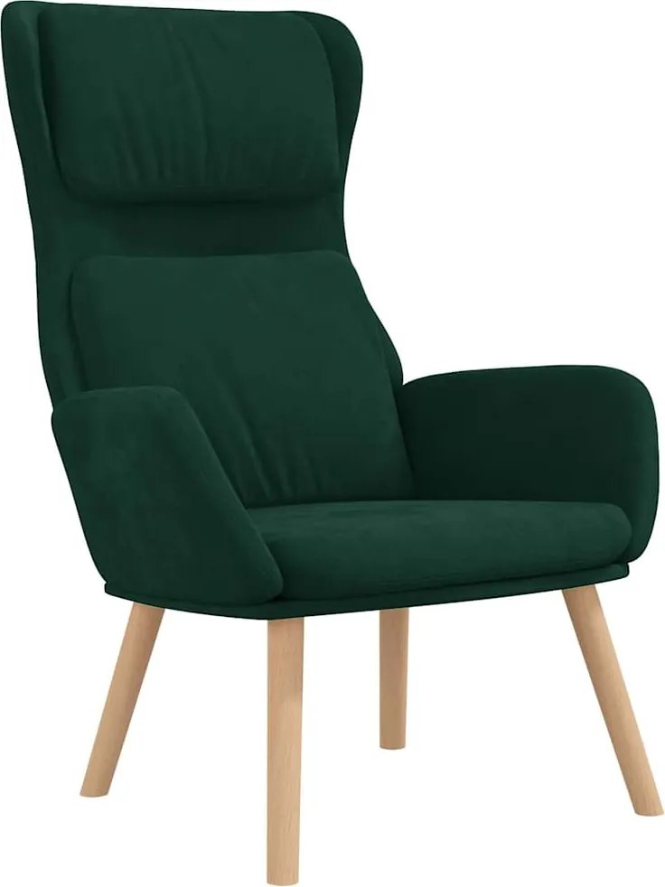 Relaxační křeslo tmavě zelené samet 341353