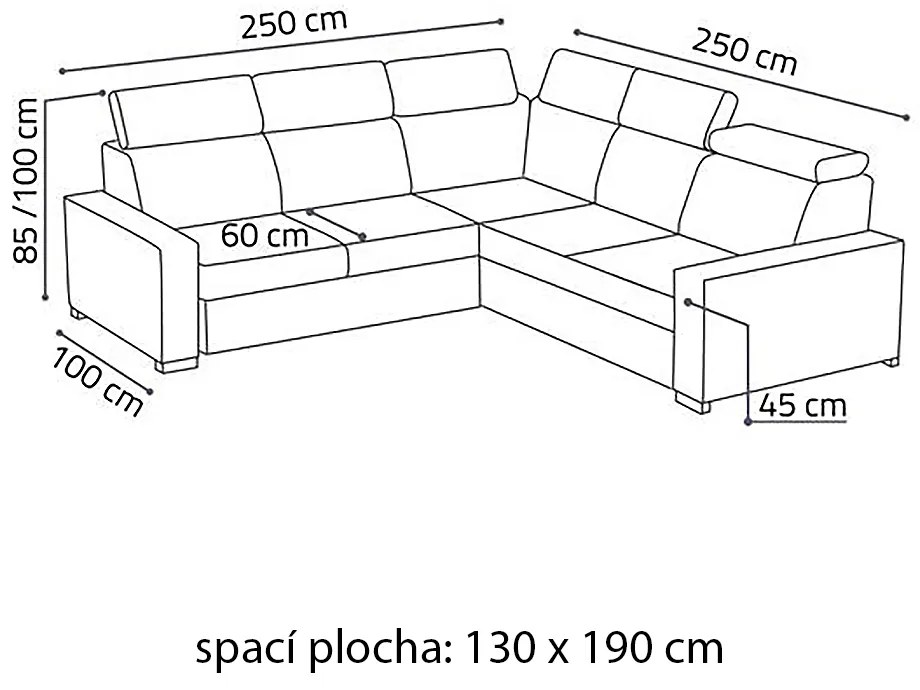 Sedací souprava PEDRO L | 250x250 cm | L | rozkládací + úložný prostor | polohovatelné záhlavníky | VÝBĚR TKANIN