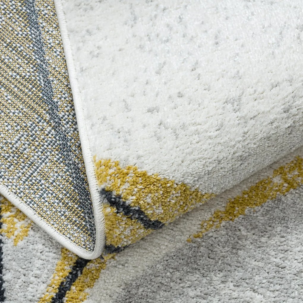 Dywany Łuszczów, Kusový koberec Fusion 5868 white/yellow, 140x190, šedá, kancelář