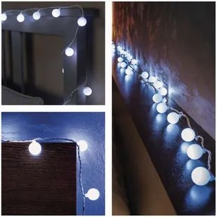 Vánoční osvětlení EMOS D5AC01 ZY2022T 40LED řetěz 4m velké kuličky studená bílá s časovačem