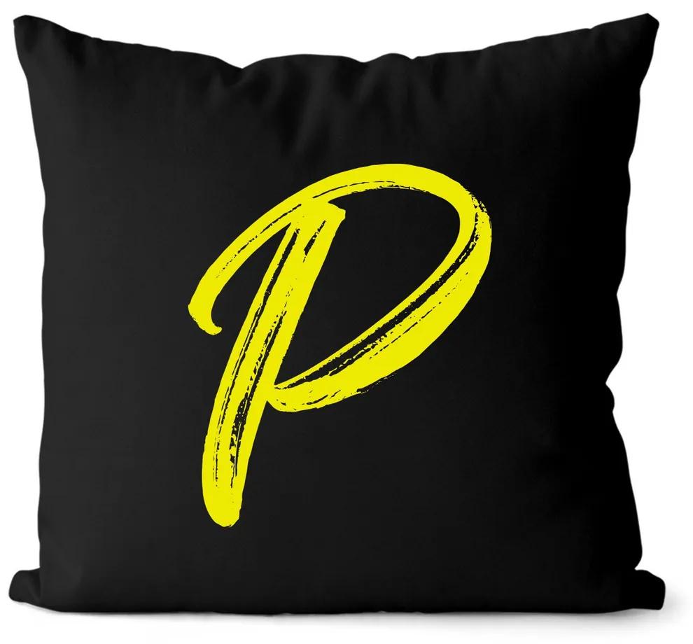 Polštář – písmeno P (Velikost: 40 x 40 cm, Barva: Žlutá)