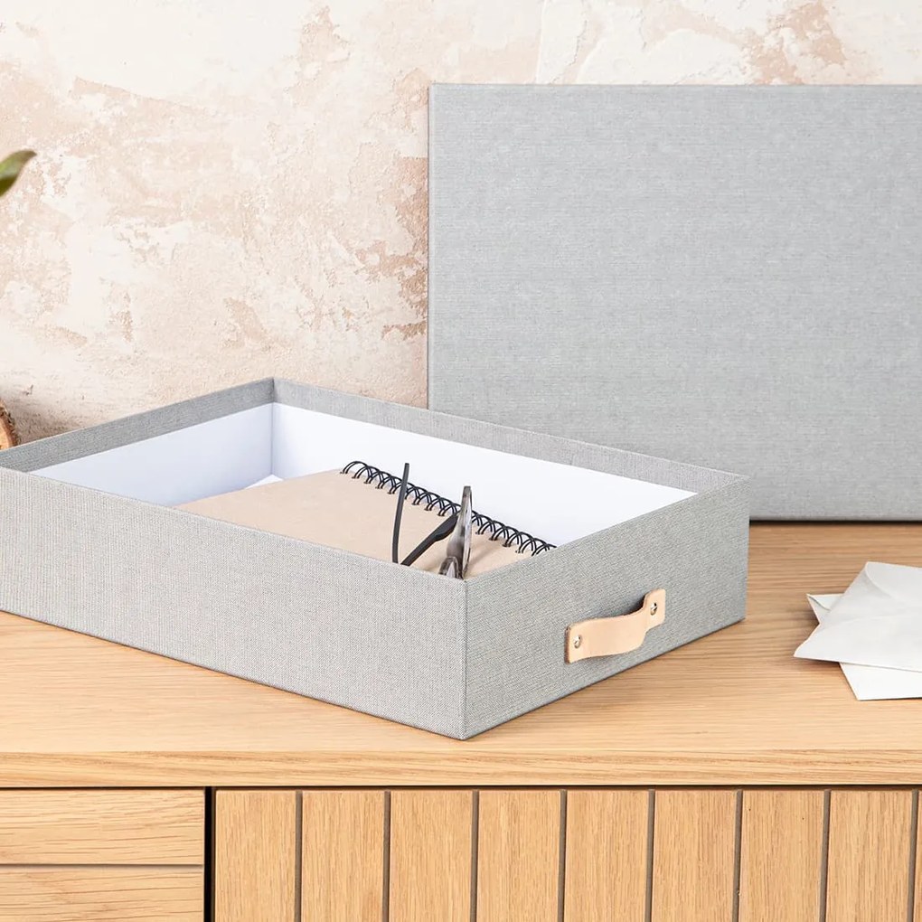 Úložná krabice na dokumenty OSKAR ze 100% recyklovatelného papíru, šedá