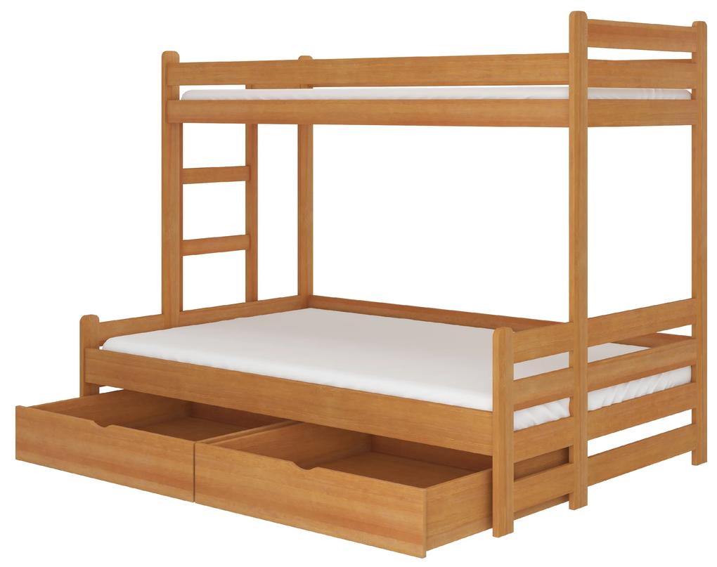 Patrová postel BENITO s nebesy Hlavní barva: Oak, Obsahuje matraci: Ano