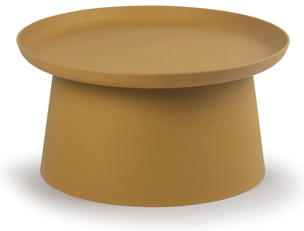 Plastový kávový stolek FUNGO, průměr 70 cm, okrový