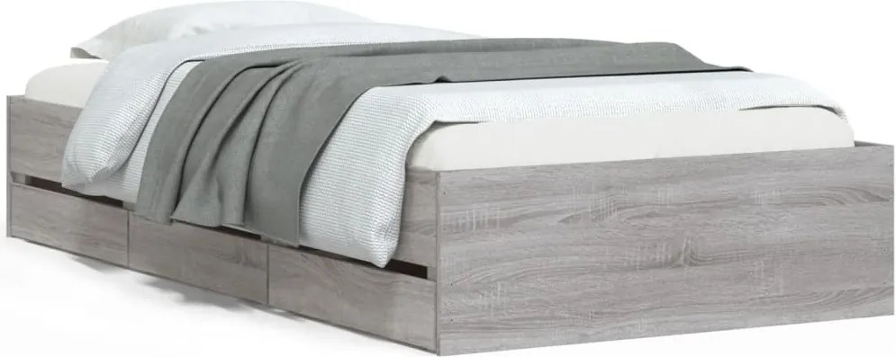 Rám postele se zásuvkami šedý sonoma 75x190 cm kompozitní dřevo 3207334