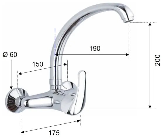 Aqualine - Dřezová baterie KASIOPEA 20 cm lesklý chrom