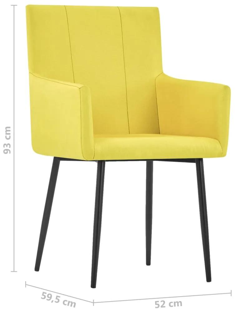 Jídelní židle s područkami 6 ks žluté textil