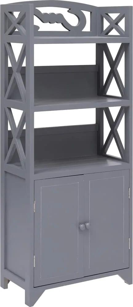 Koupelnová skříňka Allen - dřevo pavlovnie - 46 x 24 x 116 cm | šedá