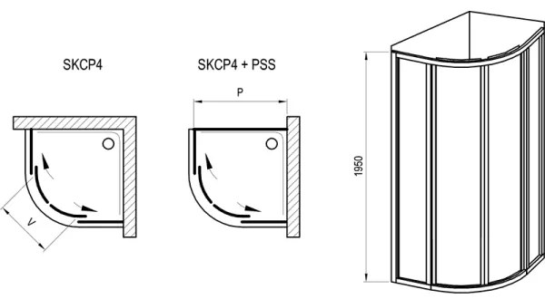 Ravak 3114O302Z1 - Sprchový kout čtyřdílný čtvrtkruhový SUPERNOVA 80x80 cm černá